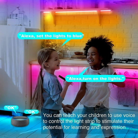 SHIQI-Smart WiFi Led Lights 100ft (2 Rolls of 50ft), Work with Alexa ...