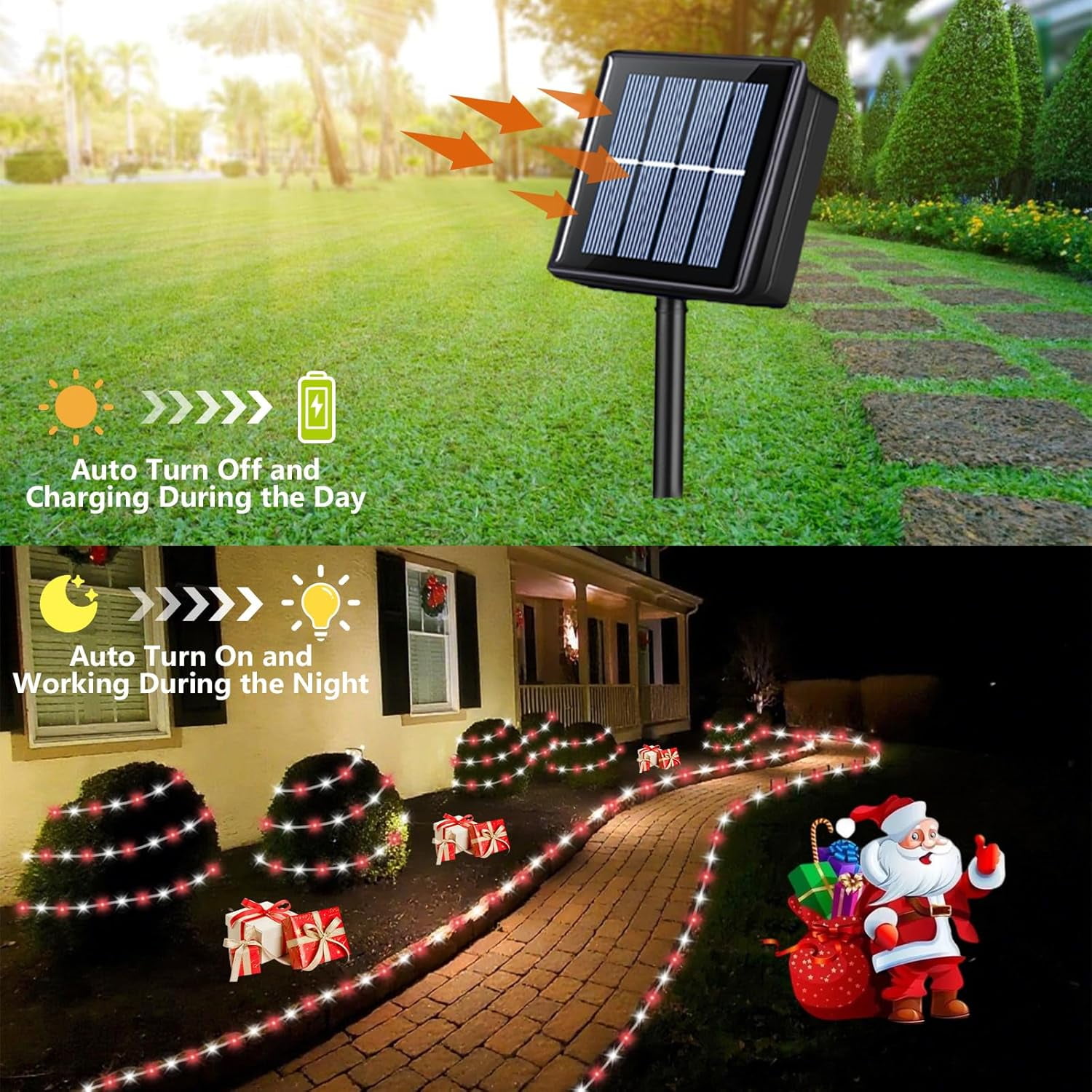 SHIQI-Solar Christmas Lights Outdoor Waterproof, 2 Packs Each 33ft 100 ...