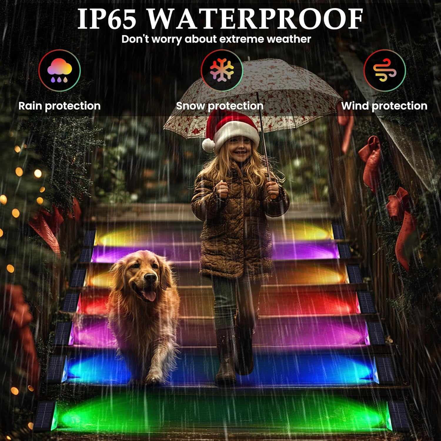 SHIQI-Solar Christmas Lights Outdoor Waterproof IP65, Solar Step Light ...