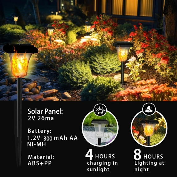 SHIQI-Solar Lights Outdoor,with Upgraded 2nd-gen Flame tech,LED Solar ...