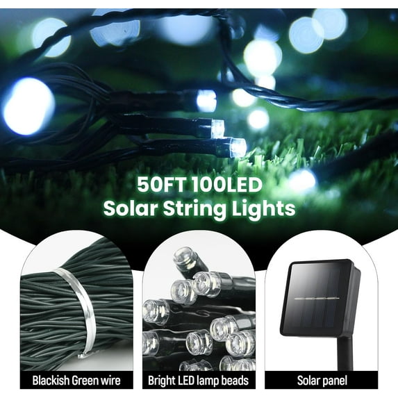 SHIQI-Solar String Lights for Outside,50ft Solar Lights Outdoor ...