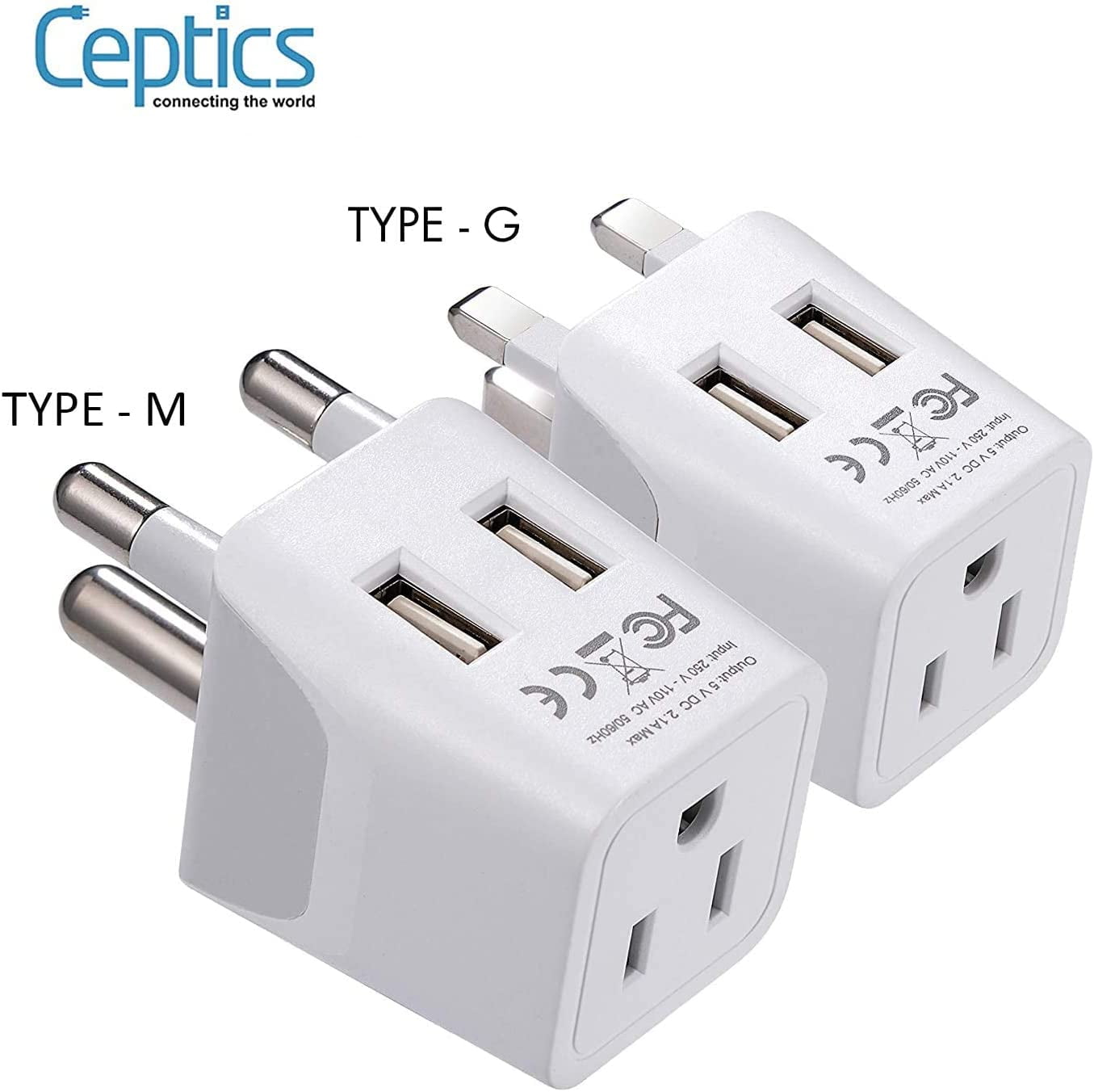 SHIQI-South Africa Travel Plug Set - with 2 USB + USA Socket Input ...