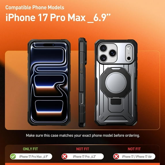 SHIQI-Spartan Case with Ring Stand for iPhone 17 Pro Max, [Camera ...