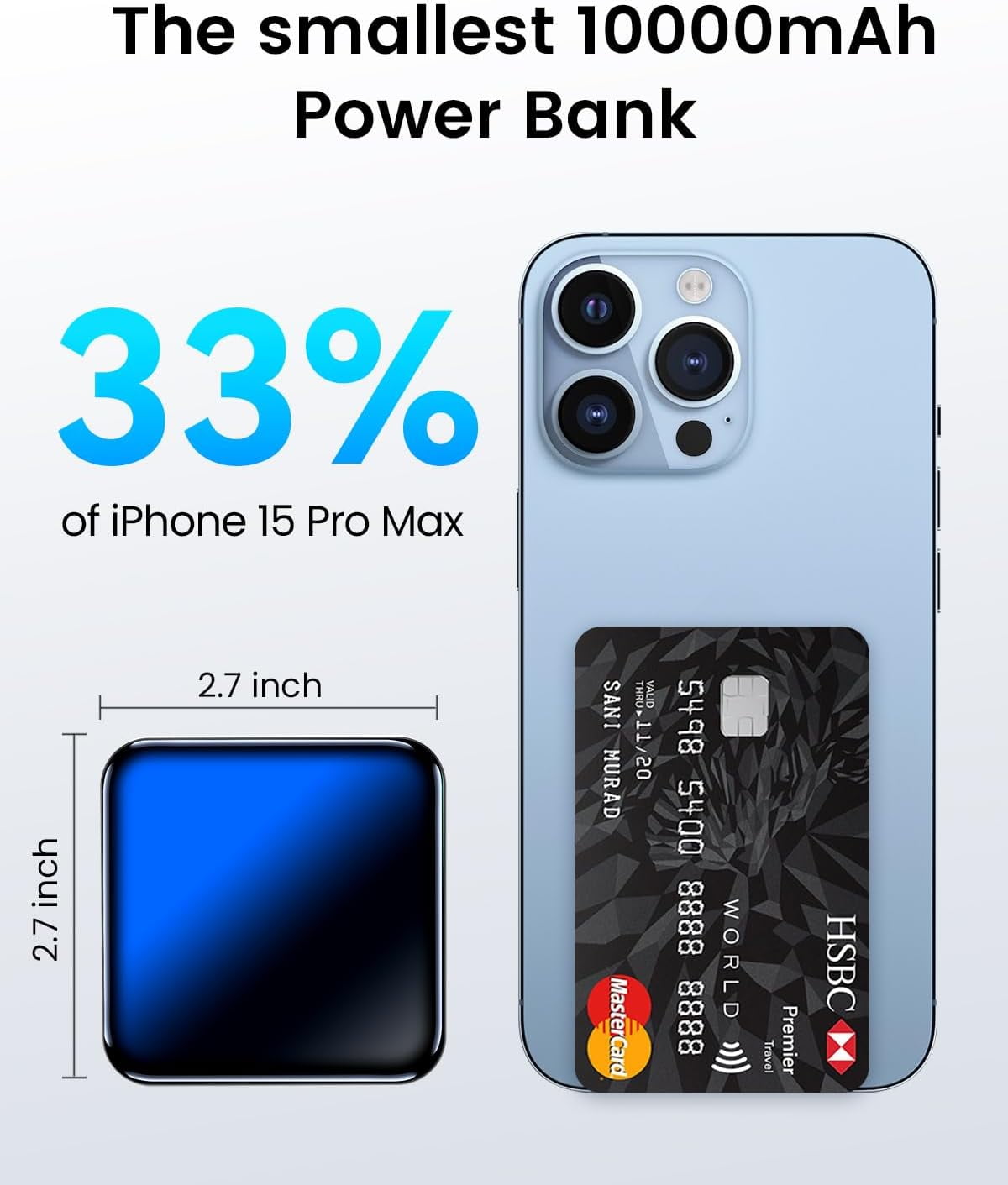 SHIQI-The Smallest 10000mAh Small Power Bank, Fast charge Mini Portable ...