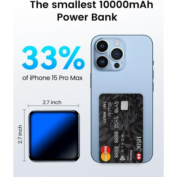 SHIQI-The Smallest 10000mAh Small Power Bank, Fast charge Mini Portable ...