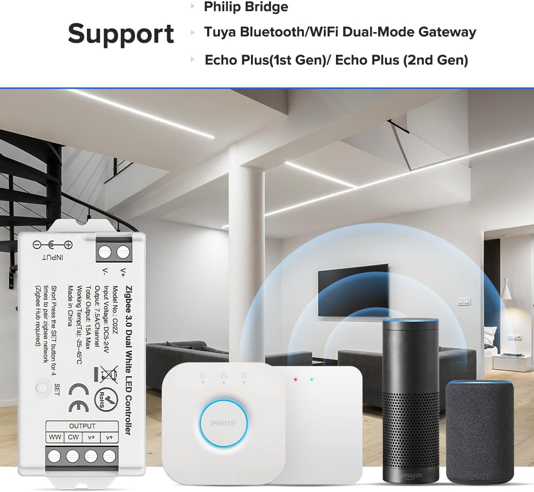 SHIQI-Tuya Zigbee 3.0 C02Z Controller Support CCT Color 3 pin (+V CW WW ...