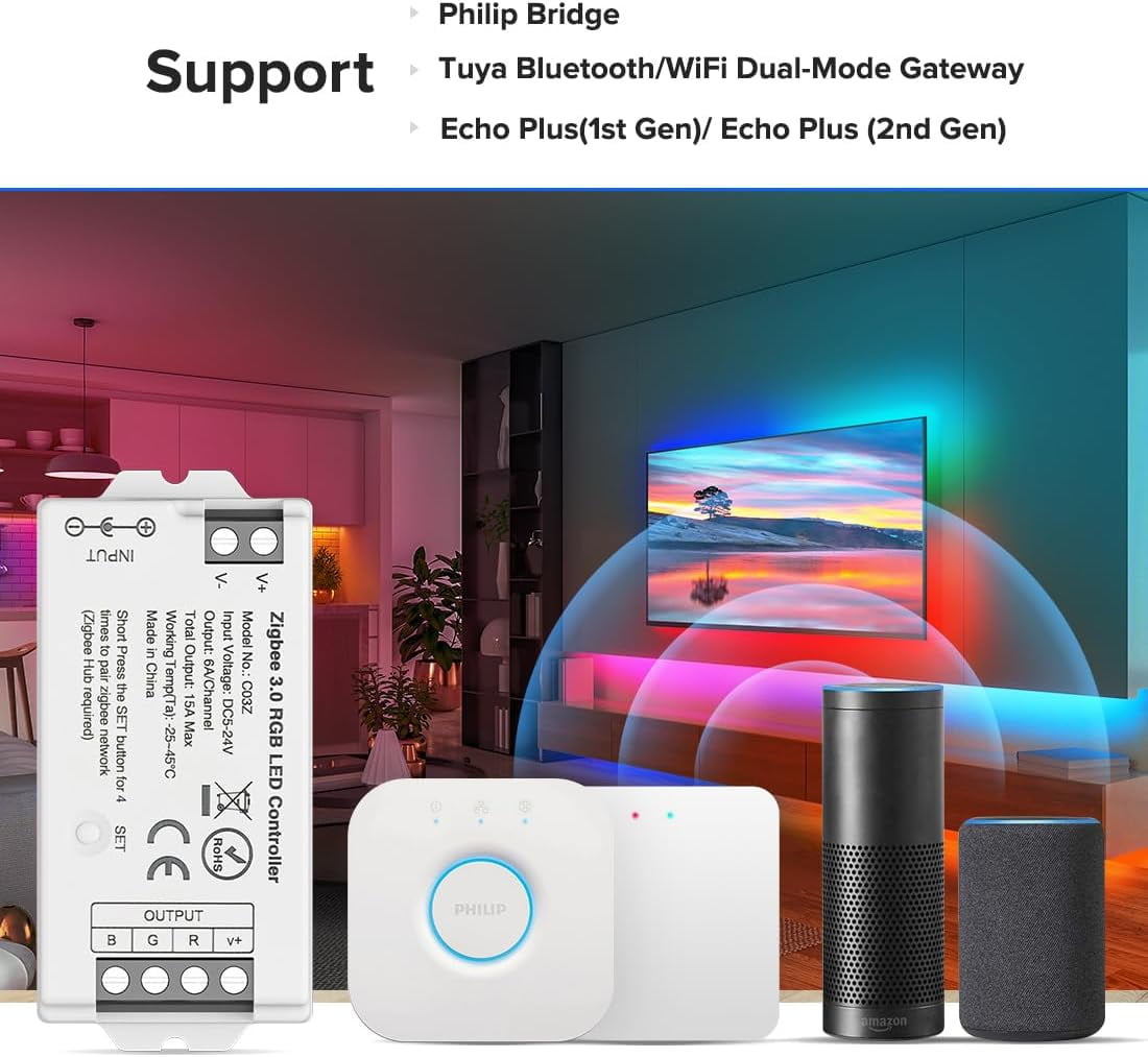 SHIQI-Tuya Zigbee 3.0 C03Z Controller Support RGB Color 4 pin (+V R G B ...