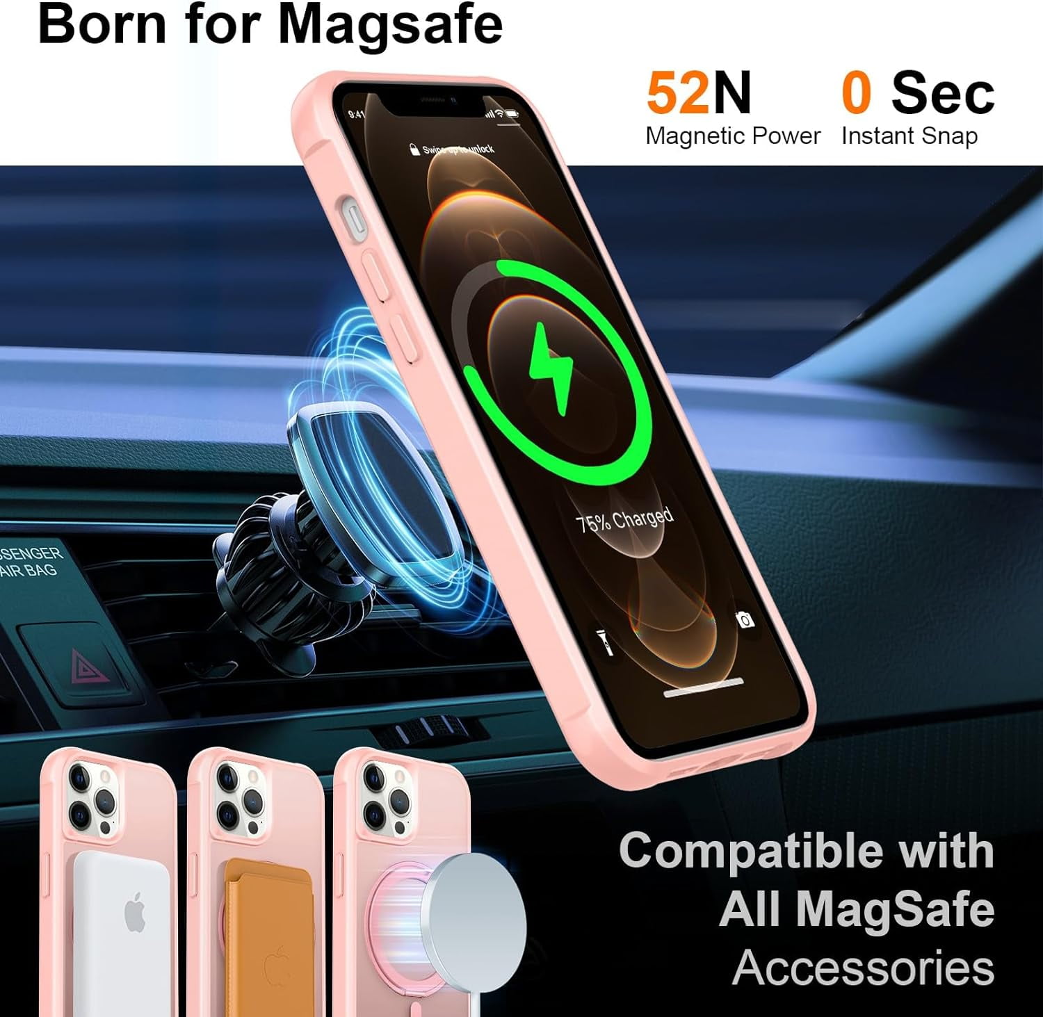 SHIQI-UMIONE 360° Rotatable Magnetic Ring Design for iPhone 12/12 Pro ...