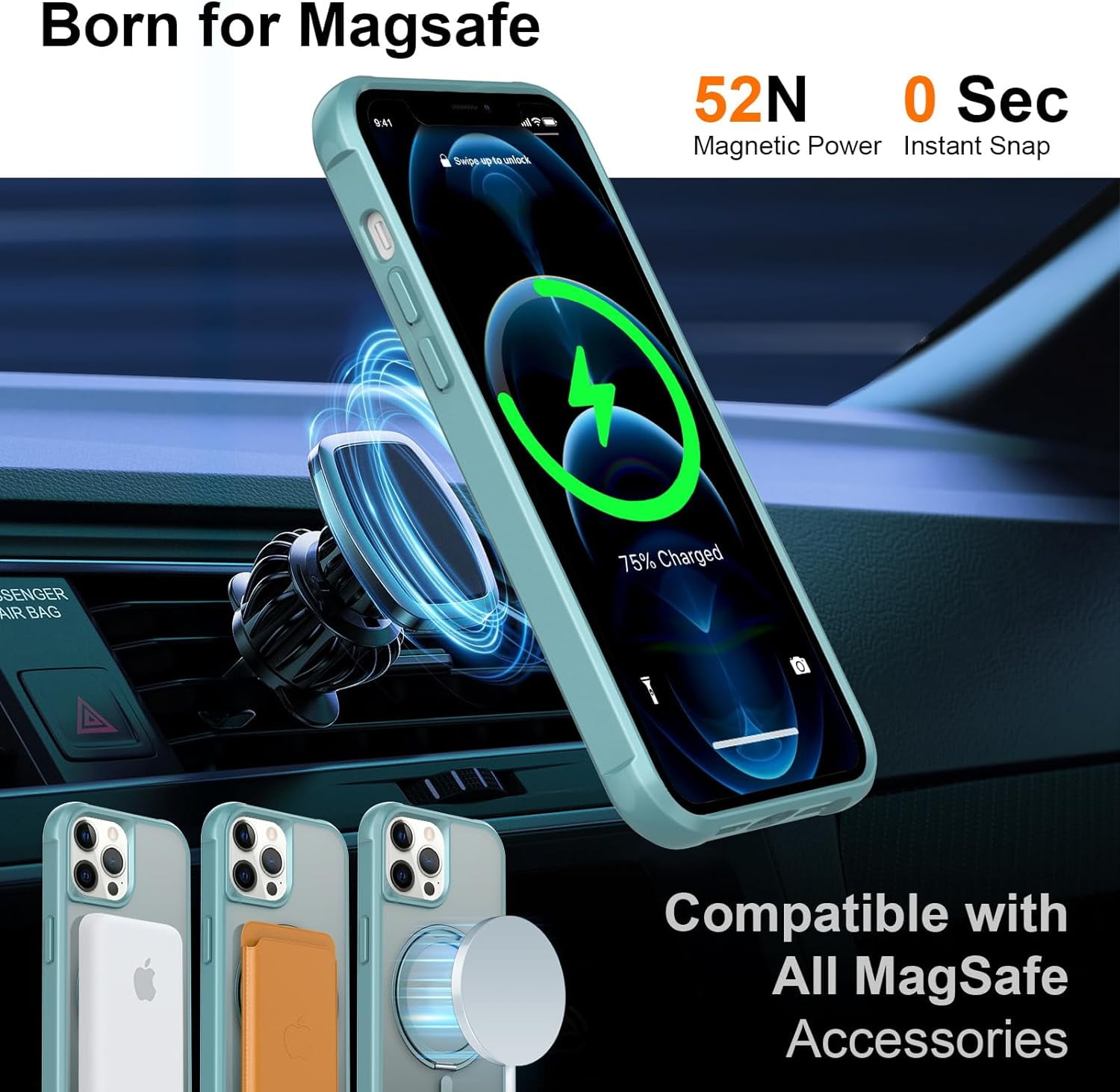 SHIQI-UMIONE 360° Rotatable Magnetic Ring Design for iPhone 12/12 Pro ...