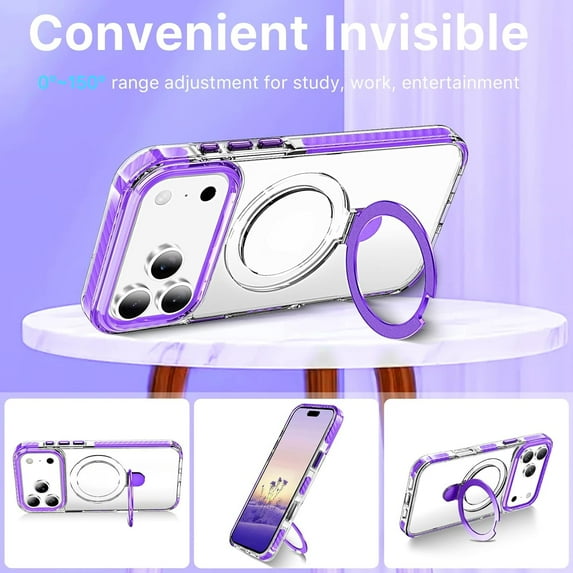 SHIQI-UMIONE for iPhone 17 Pro Clear Magnetic case with Stand and ...