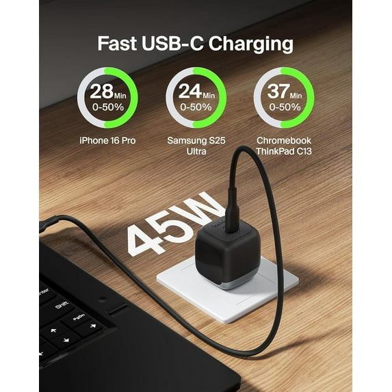 SHIQI-USB C Charger Block 45W - PD3.1 PPS Super Fast Charging - Samsung ...