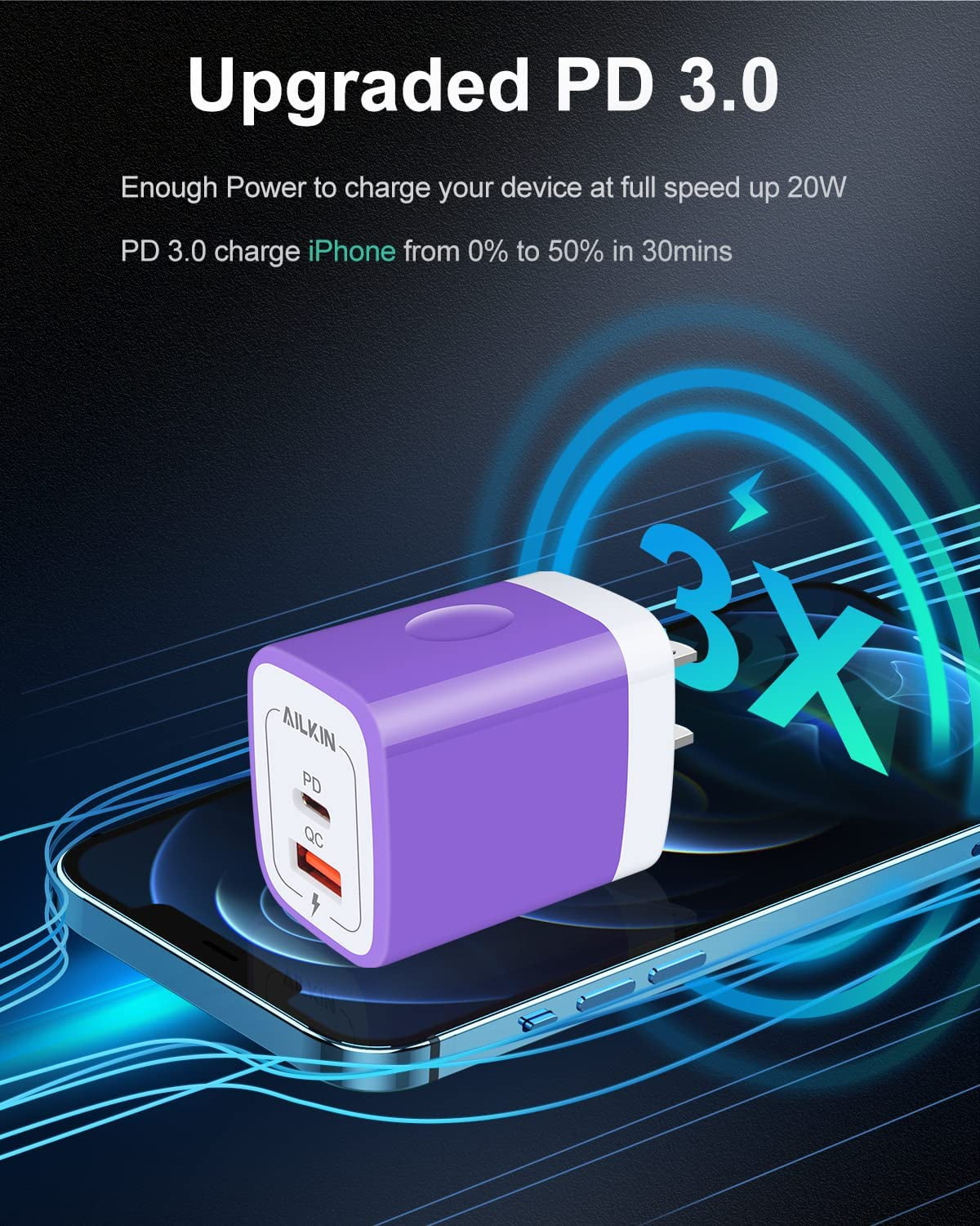 SHIQI-USB C Wall Charger, 3Pcs 20W PD + QC3.0 USBC Charger Block Super ...