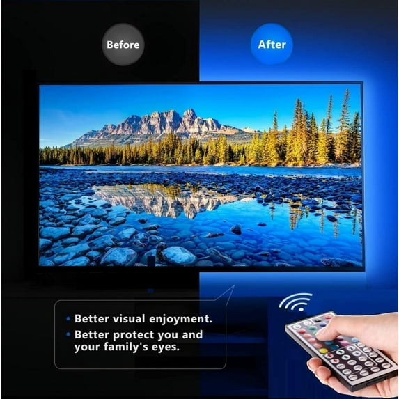 SHIQI-USB LED Strip Lights Kit, 4 Pre-Cut 1.64ft/6.56ft RGB LED Light ...