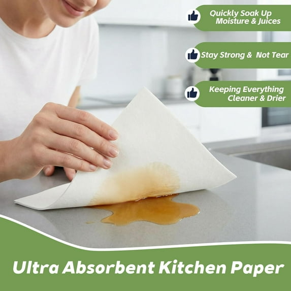 SHIQI-Ultra Absorbent Kitchen Paper Towels,Natural Wood Pulp Strong ...