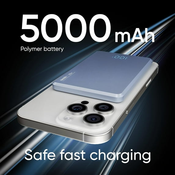 SHIQI-Ultra-Slim Magnetic Power Bank, Aluminum Wireless Portable ...