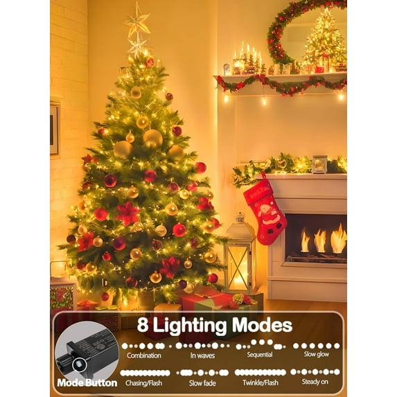 SHIQI-Upgraded 75.8 FT 200 LED Christmas String Lights Outdoor/Indoor ...