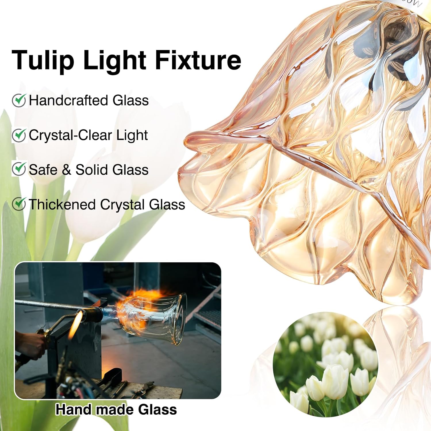 SHIQI-Vintage Wall Sconces - Hardwired Wall Lights with Amber Tulip ...