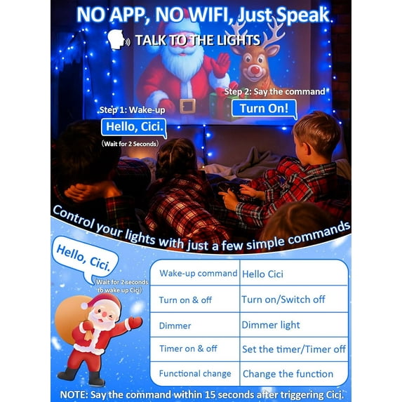 SHIQI-Voice Controlled Smart Christmas Lights Outdoor, 75.8ft 200 LED ...