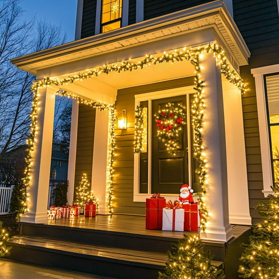 SHIQI-Warm White Christmas Lights for Bedroom, 300 LED String Lights ...