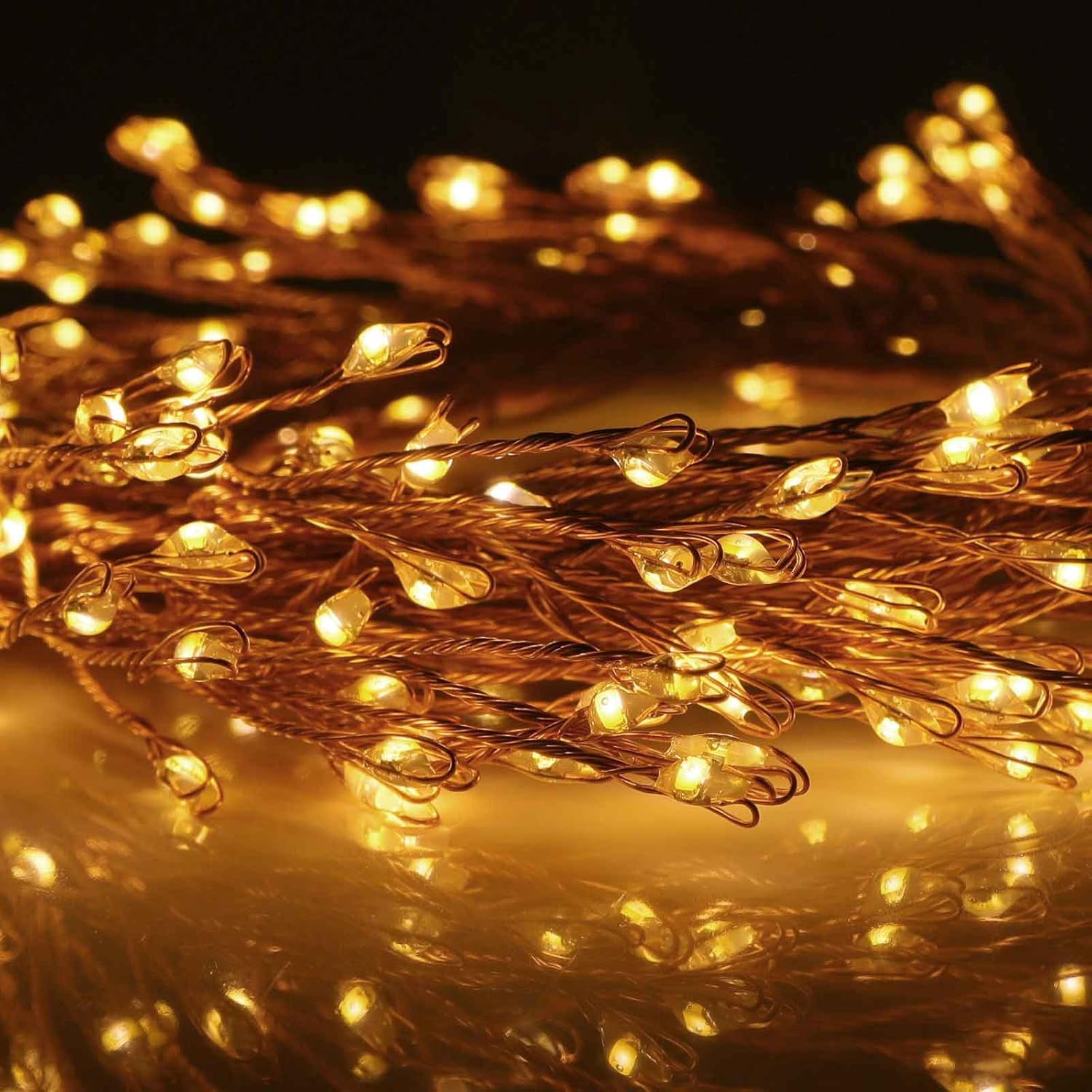 SHIQI-Warm White Cluster Lights on Thin Copper Wire, 200 Micro LED USB ...