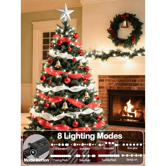 SHIQI-White 82FT 200 LED Christmas String Lights Outdoor/Indoor ...