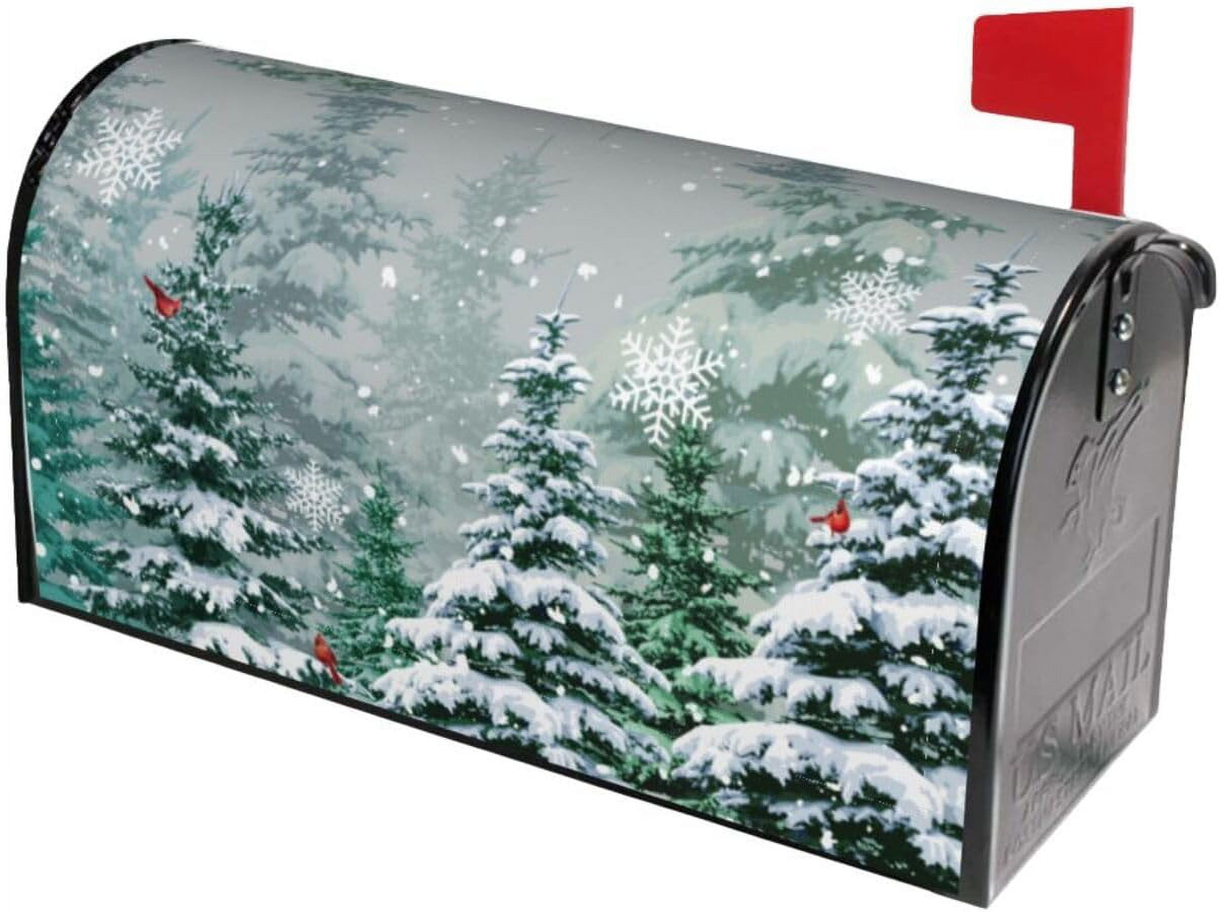 SHIQI-Winter Pine Tree Mailbox Covers Magnetic Snow Green Forest ...