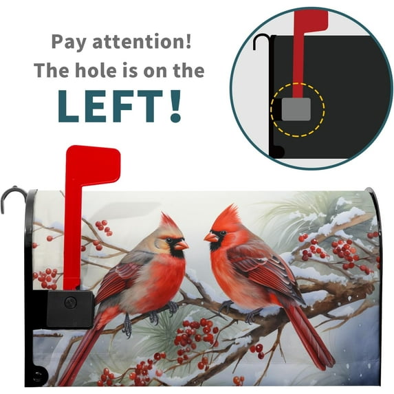 SHIQI-Winter Red Bird Mailbox Covers Magnetic Standard Size 18"" X 21 ...