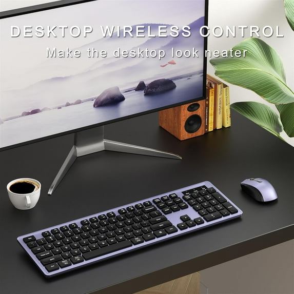 SHIQI-Wireless Keyboard and Mouse Combo, Full-Size 104-Key Office ...