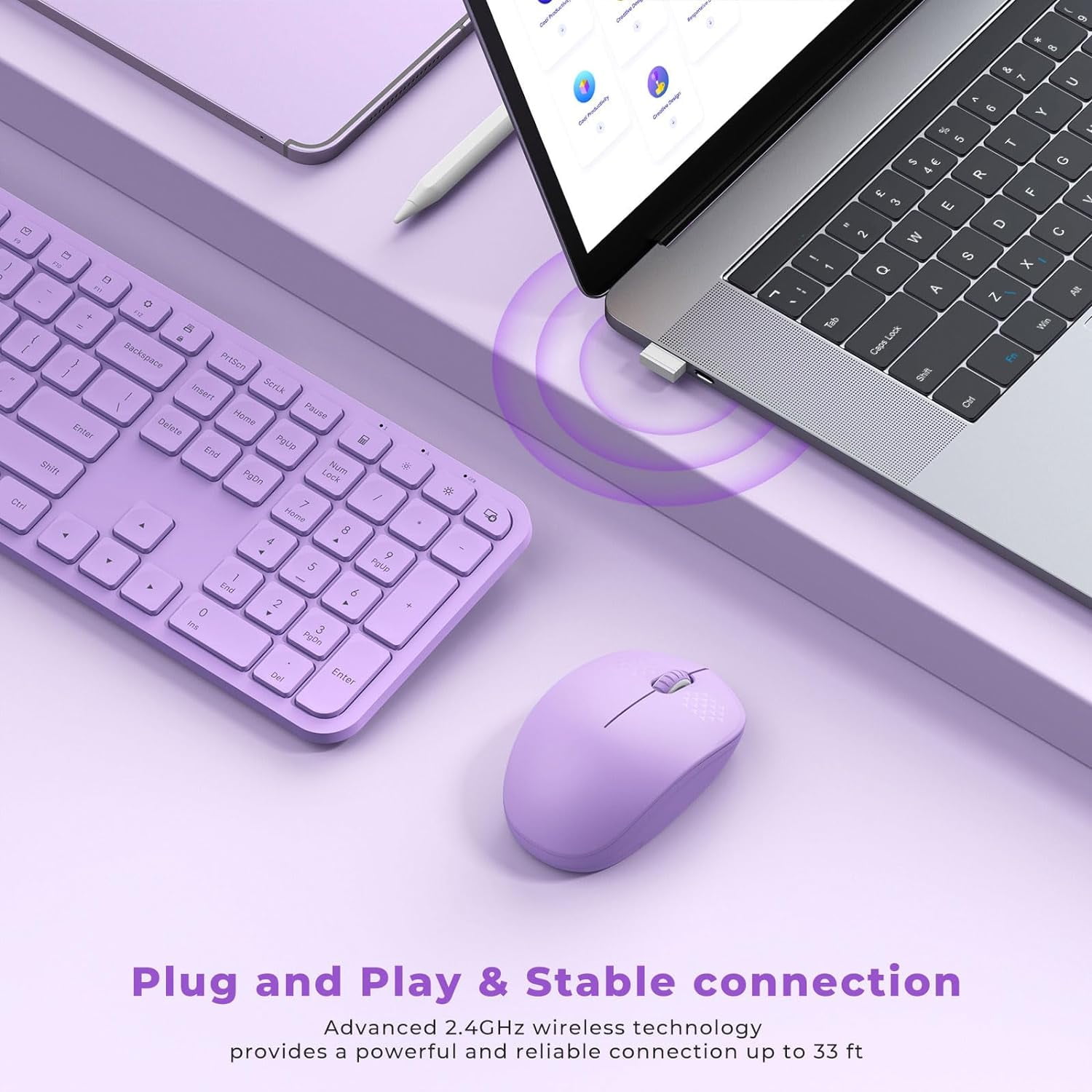 SHIQI-Wireless Keyboard and Mouse Combo - Full Size 2.4G USB Wireless ...