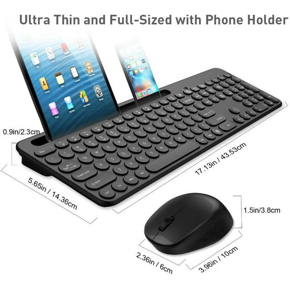 SHIQI-Wireless Keyboard and Mouse, Full-Sized Ergonomic Computer ...