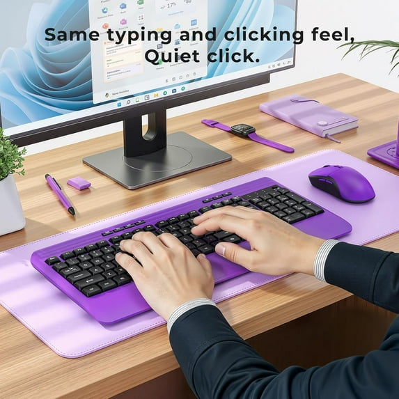 SHIQI-Wireless Keyboard and Mouse Set with Quiet Keys, 2.4G Full Size ...