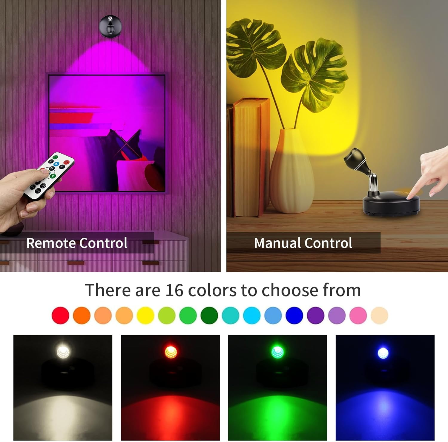 SHIQI-Wireless Spotlight Indoor,Battery Operated Grow Light for Plants ...