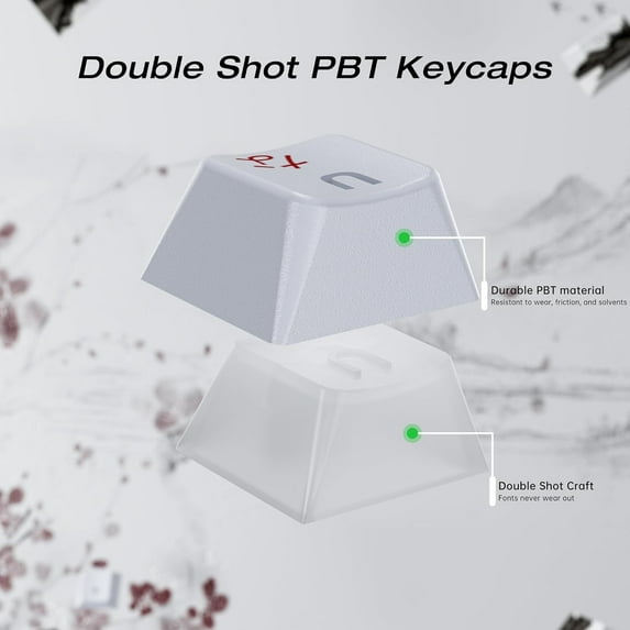 SHIQI-XVX PBT Japanese Keycaps, Shine Through White Keycap, Plum ...