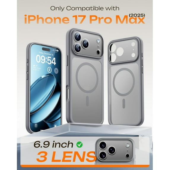 SHIQI-for 17 Pro Max Case, Full Camera Protection, Built-in Magnetic ...
