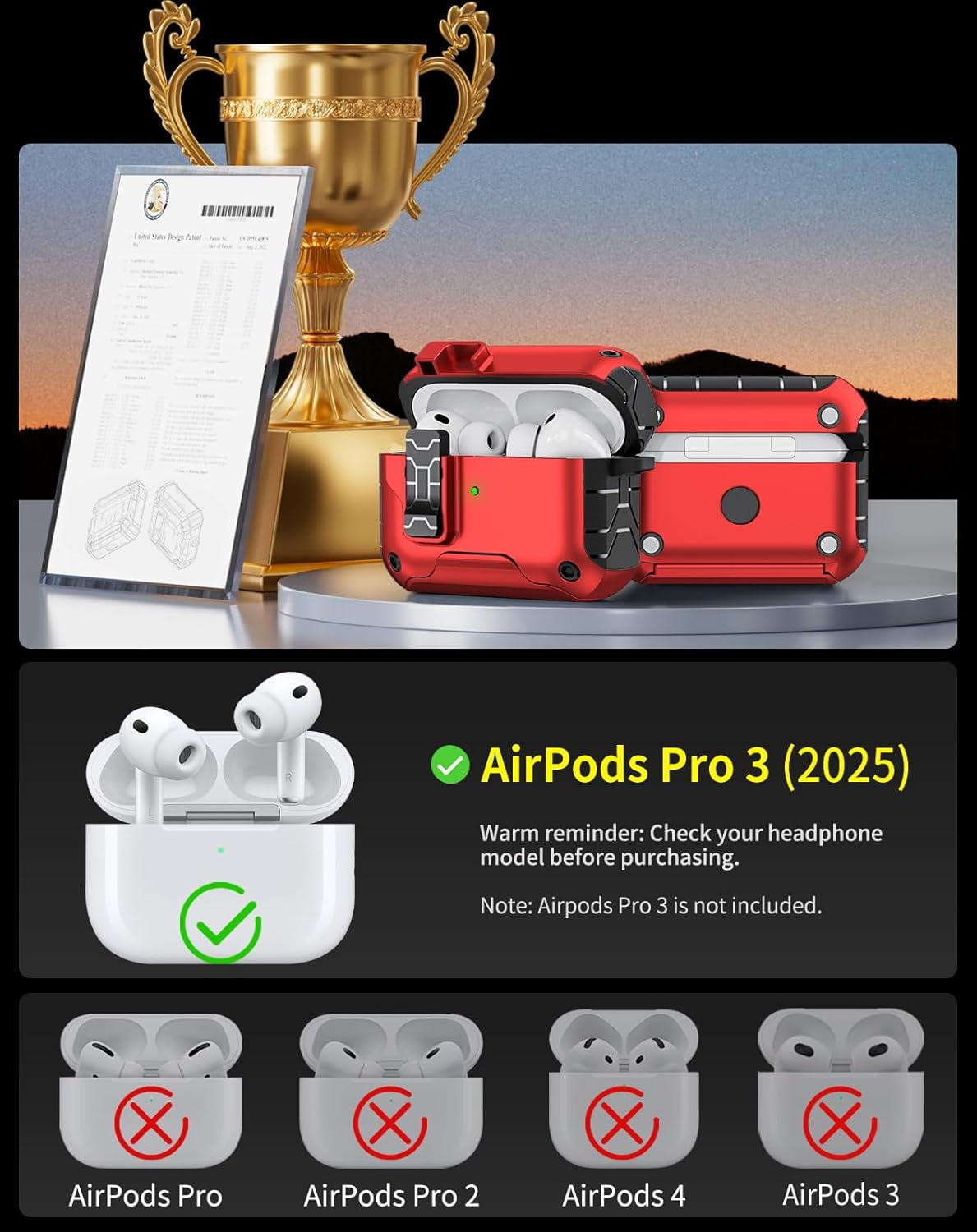 SHIQI-for AirPods Pro 3 Case (2025) with Phone Stand & Cleaning Kit ...