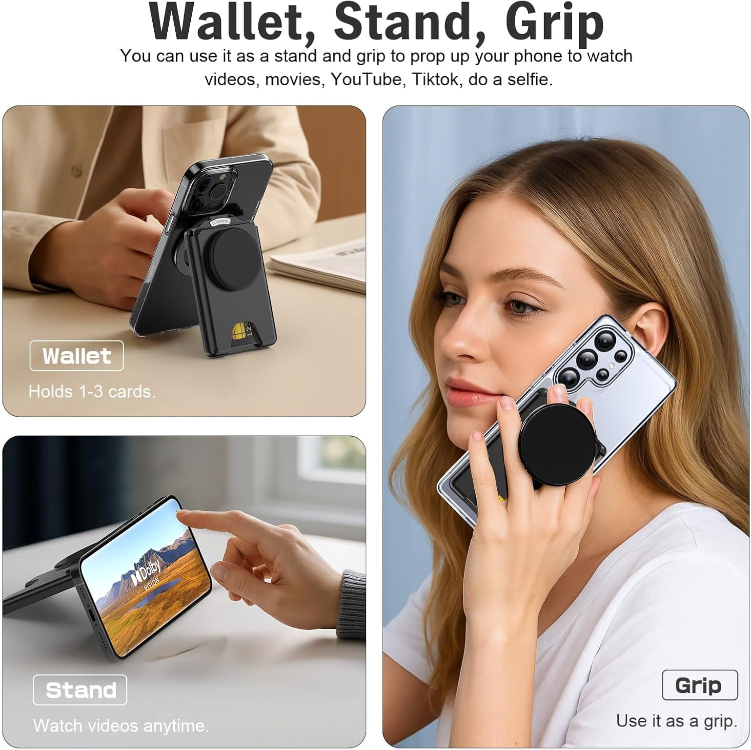 SHIQI-for MagSafe Wallet Stand, Magnetic Wallet Stand Adjustable, Phone ...