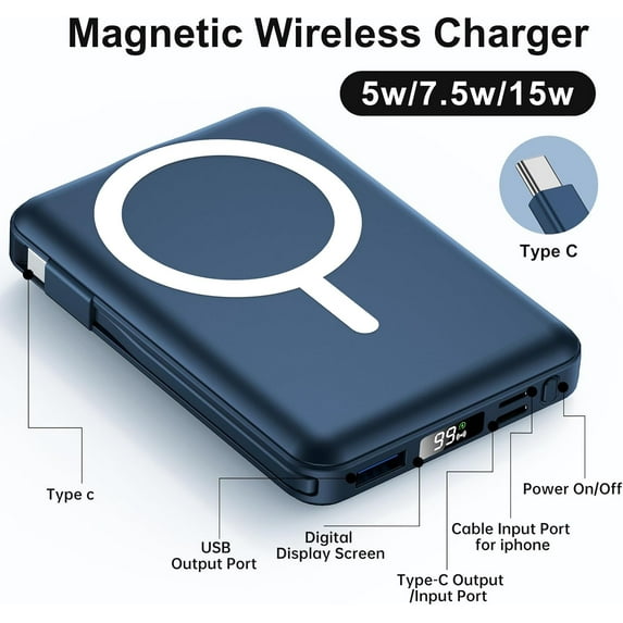 SHIQI-for Magsafe Portable Charger - 10000mAh Battery Pack for Magsafe ...