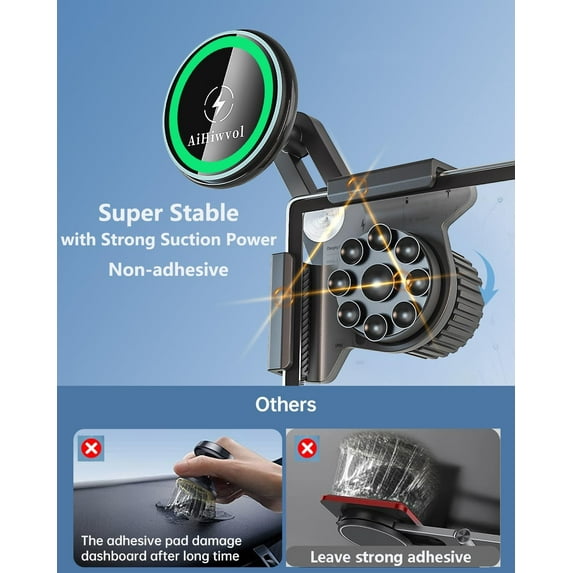 SHIQI-for Qi2 15W Tesla Phone Mount Charger [Heat Restriction], Strong ...