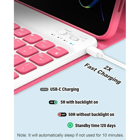 SHIQI-for iPad A16 11th 10th Generation Case with Keyboard, 7 Colors ...