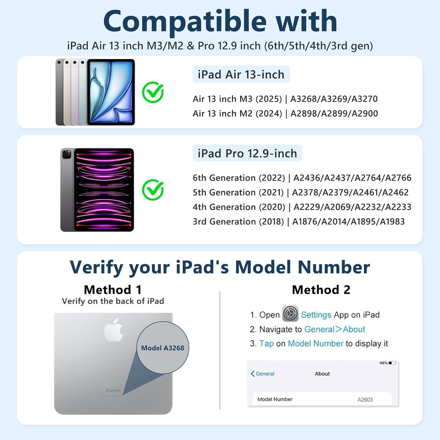 SHIQI-for iPad Air 13 Inch Case Keyboard (M3/M2, 2025/2024) & iPad Pro ...