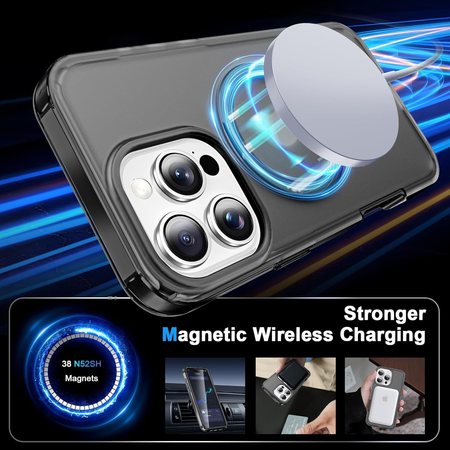 SHIQI-for iPhone 16 Pro Max Full Body Shockproof Case with Magnetic ...