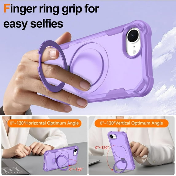 SHIQI-for iPhone 16e Case 2025, [Magnetic Invisible Stand] [Compatible ...