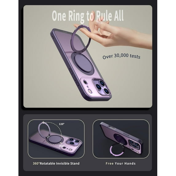 SHIQI-for iPhone 17 Pro Max Case, with 2 Tempered Glass Film, 360 Spin ...