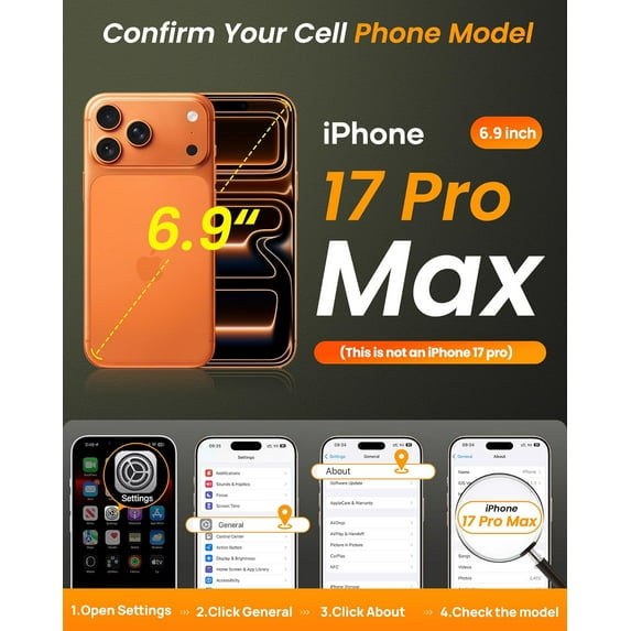 SHIQI-for iPhone 17 Pro Max Case, Compatible with MagSafe & Built-in ...