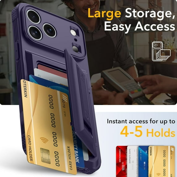 SHIQI-for iPhone 17 Pro Wallet Case [4-5 Card Holder] [Kickstand] [RFID ...