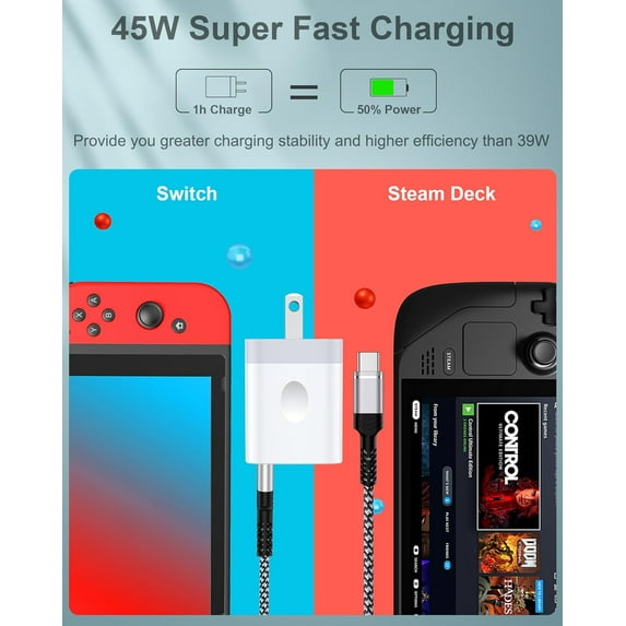 SHIQI-iPhone 17/Air Charger, 45W USB-C Charger Block + 6FT 60W USBC to ...