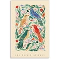 SHIRVA Colorful Bird Canvas Wall Art, Floral Bird and Green Leaves ...