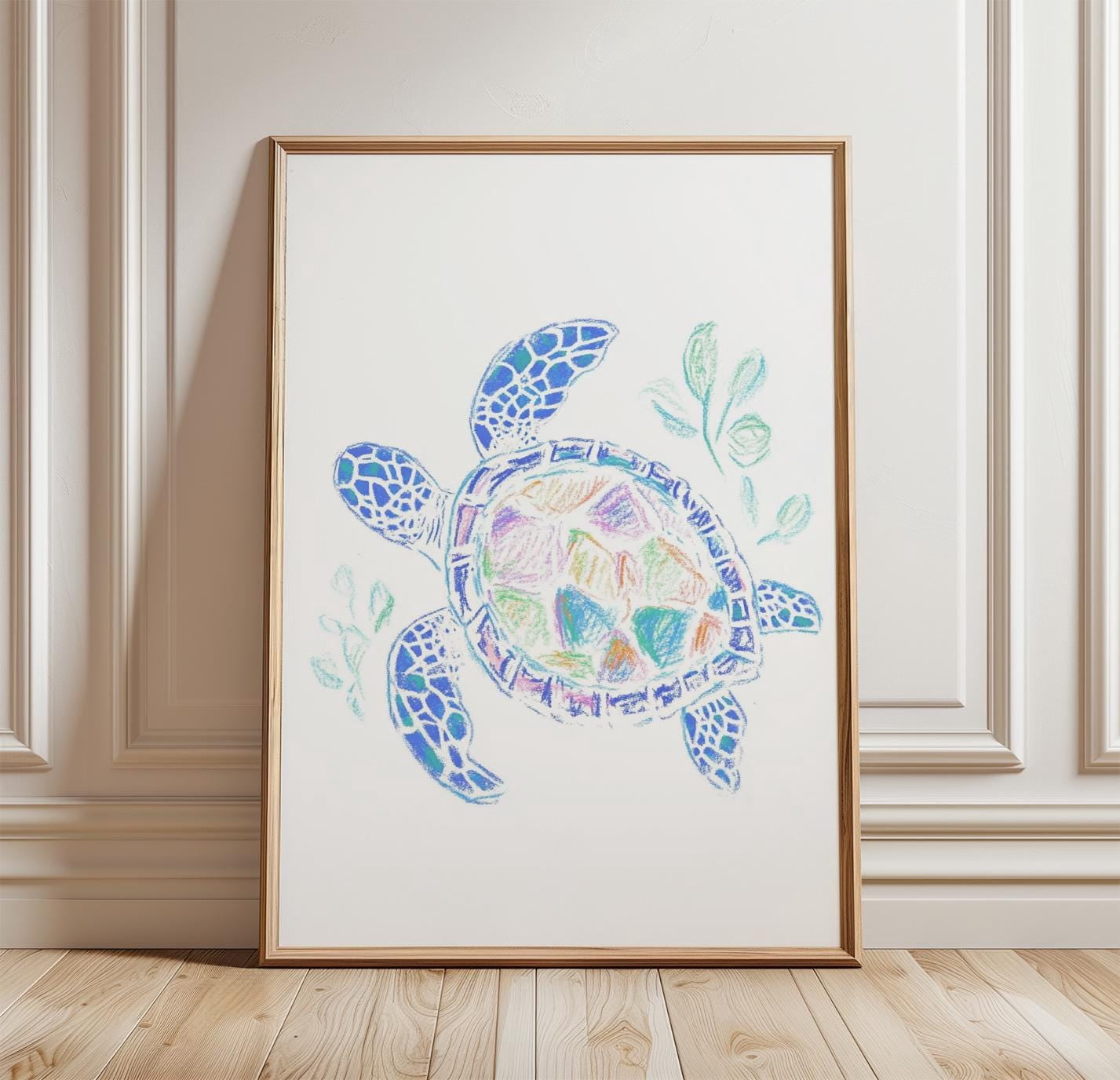 SHIRVA Sea Turtle Wall Art Print, Minimal Marine Illustration, Ocean ...