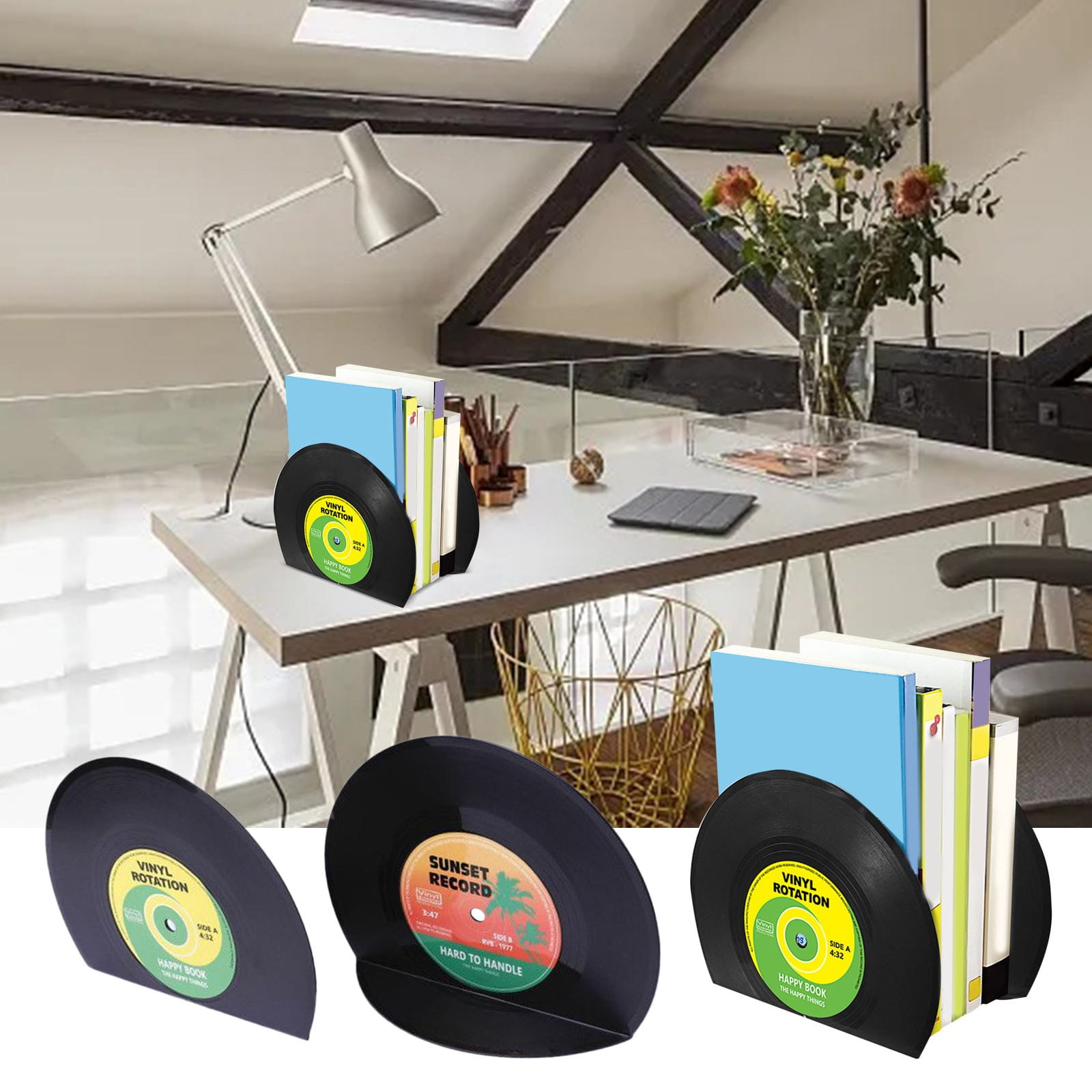 SHISHIan Clearance Creative Vintage Vinyl Record Book By Book Stand ...