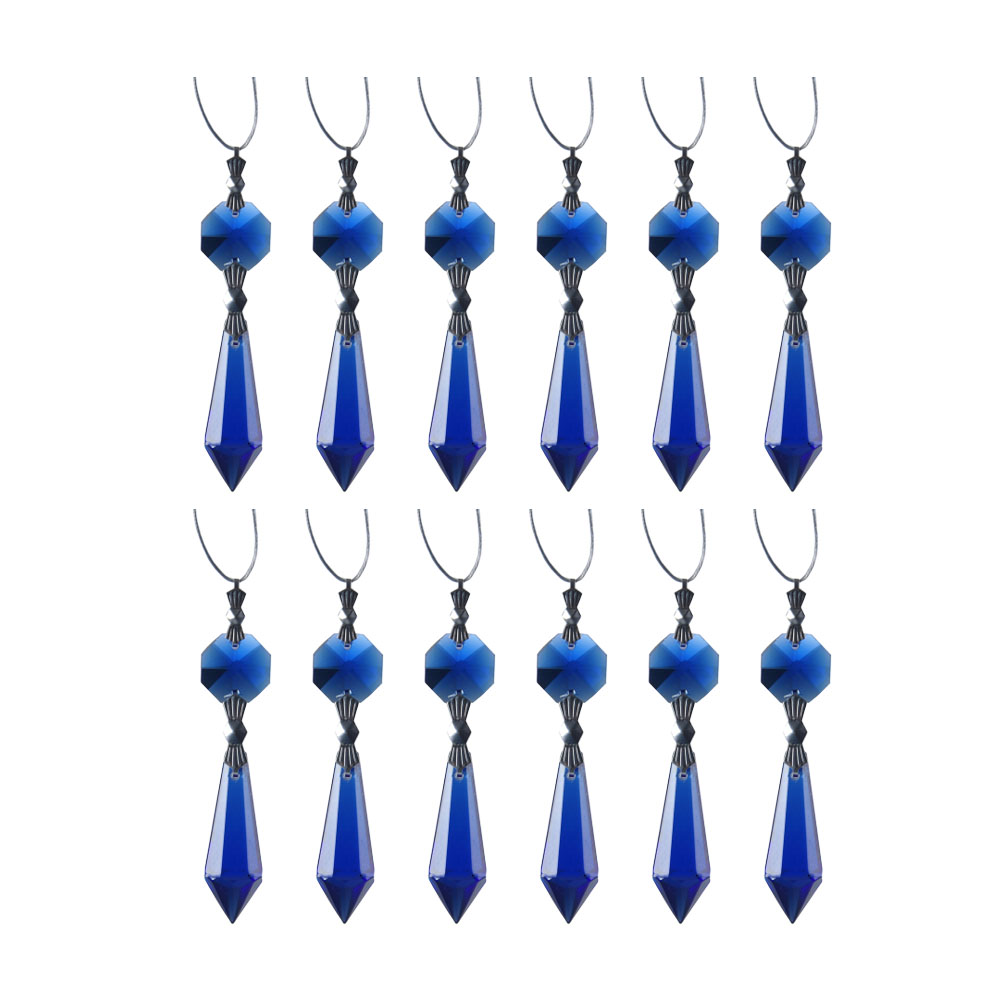 SHISUYAN 12pcs Blue Chandelier Icicle Prisms Octogan Suncatchers for ...